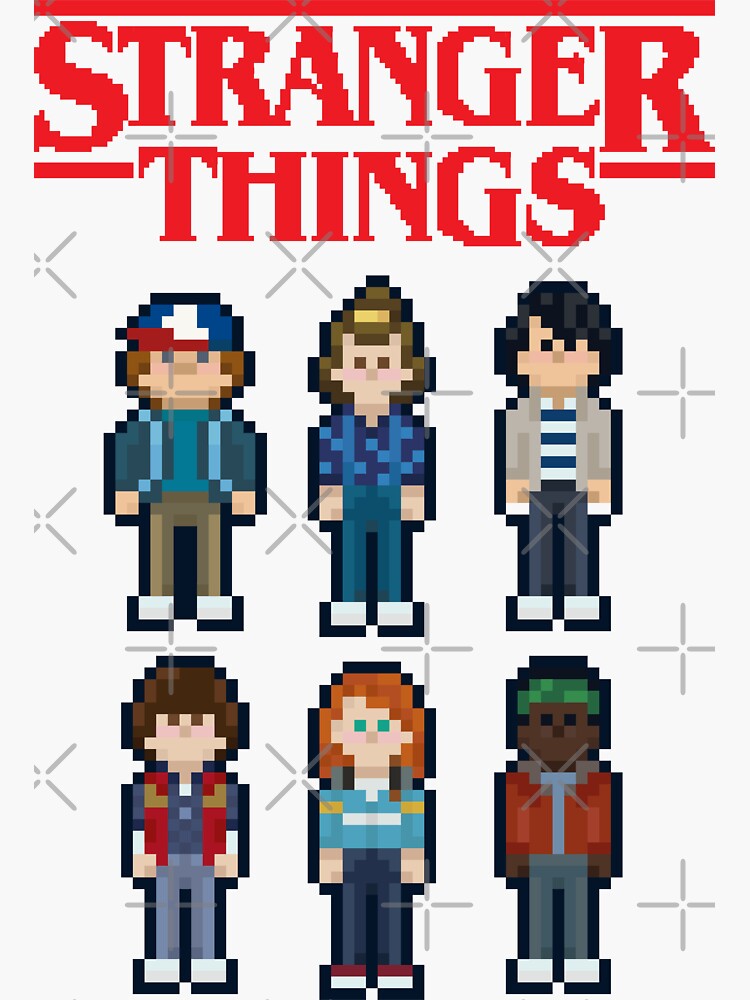 "Stranger Things Characters Pixel Art" Sticker for Sale by wolfkin ...