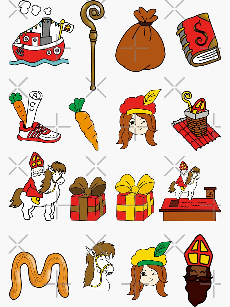 "Sinterklaas Piet Stoomboot Schoen Paard Staf" Sticker for Sale by ...