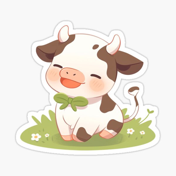 "Cute Smiling Cow" Sticker for Sale by whimsizoo | Redbubble