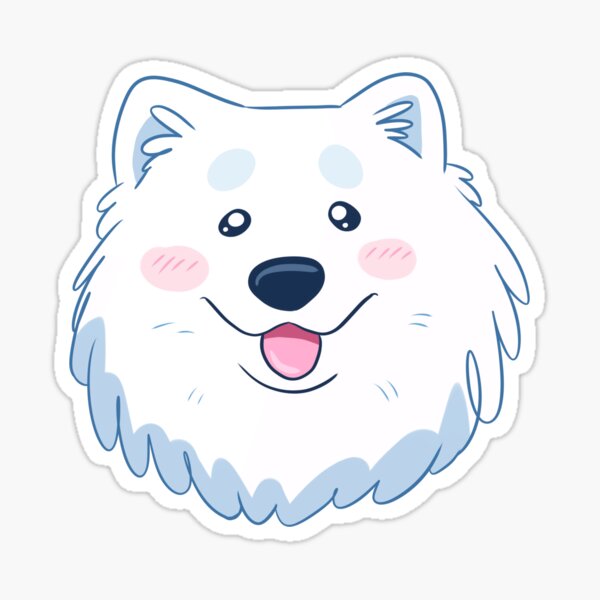 "Cute cartoon samoyed dog face " Sticker for Sale by Yaragold | Redbubble