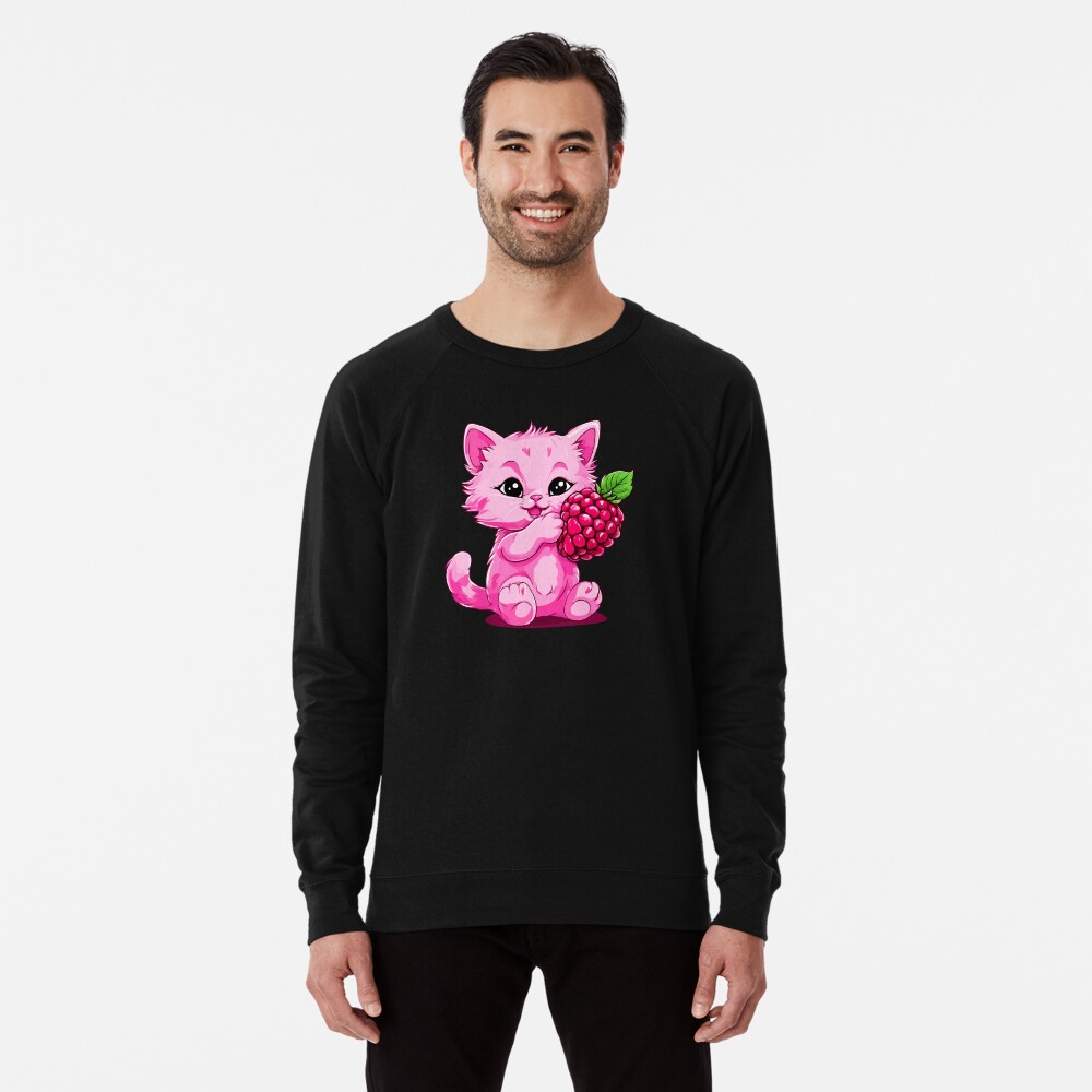 "raspberry cat, pink cat, cartoon pink kitten" Sticker for Sale by ...