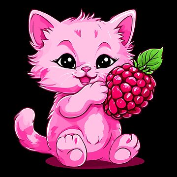 "raspberry cat, pink cat, cartoon pink kitten" Sticker for Sale by ...