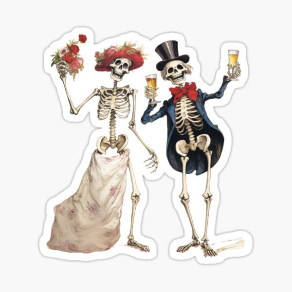 "Skeleton Bride and Groom " Sticker for Sale by CreativeDecorCo | Redbubble