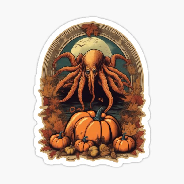 "Vintage Cthulhu Thanksgiving Feast - Lovecraftian Horror Art" Sticker ...