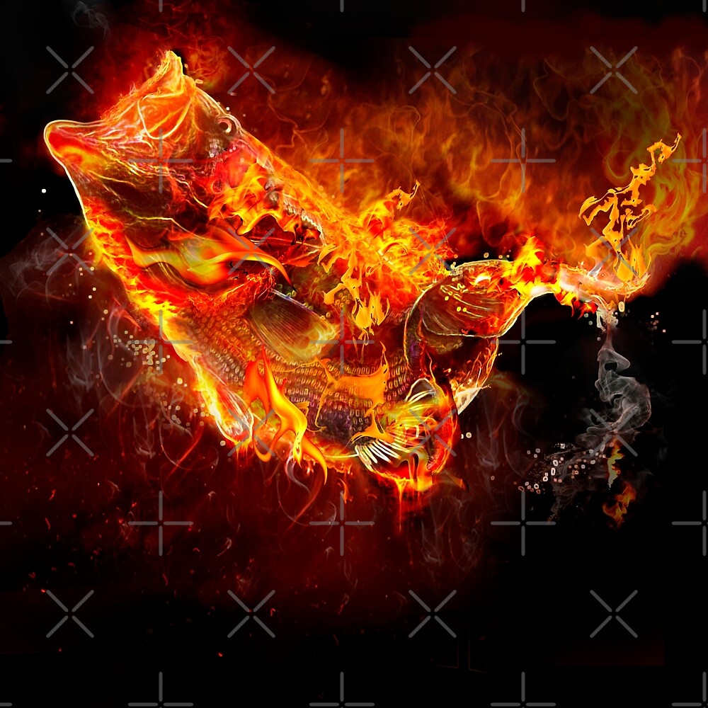 "Largemouth bass on fire fishing is hot" by mursart68 | Redbubble