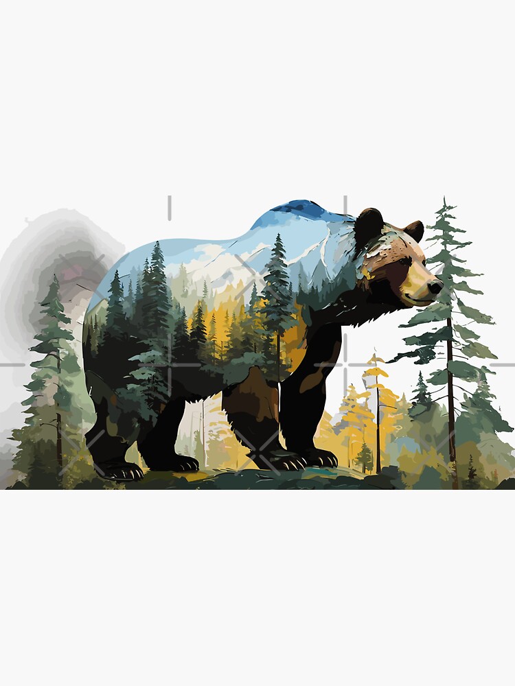 "Bear Roaming in The Woods Hoodie Design" Sticker for Sale by SourceXus ...