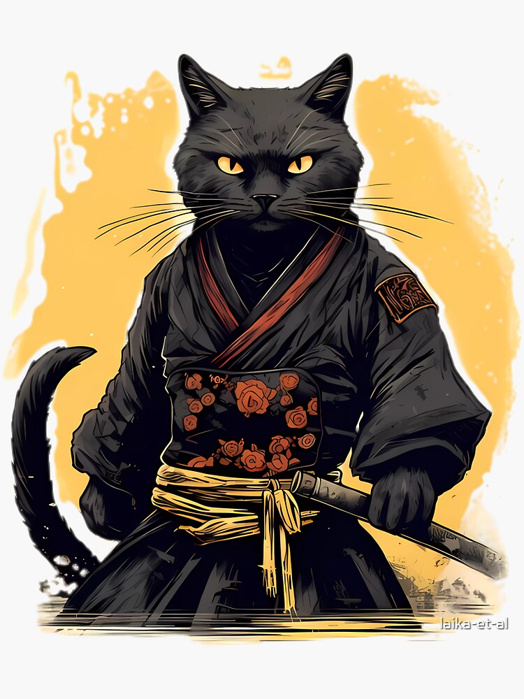 "Black Ninja Cat" Sticker for Sale by laika-et-al | Redbubble