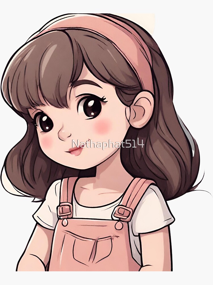 "Cute cartoon girl" Sticker for Sale by Nathaphat514 | Redbubble