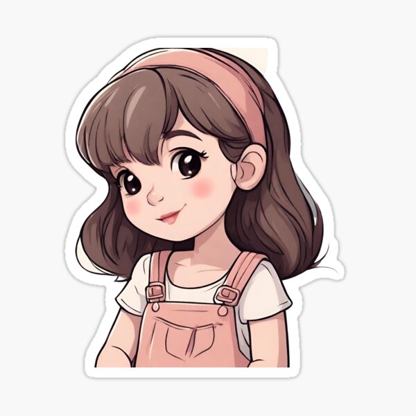 "Cute cartoon girl" Sticker for Sale by Nathaphat514 | Redbubble