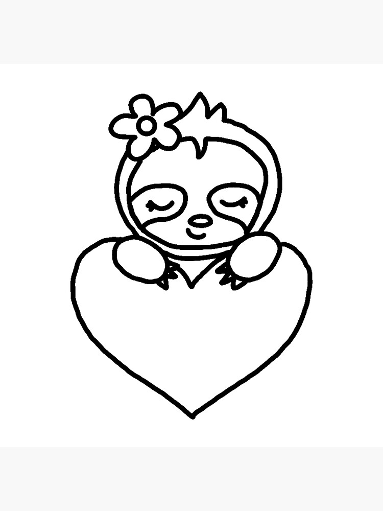 "Color-In Sloth Heart" Sticker for Sale by KCJ-Shop | Redbubble
