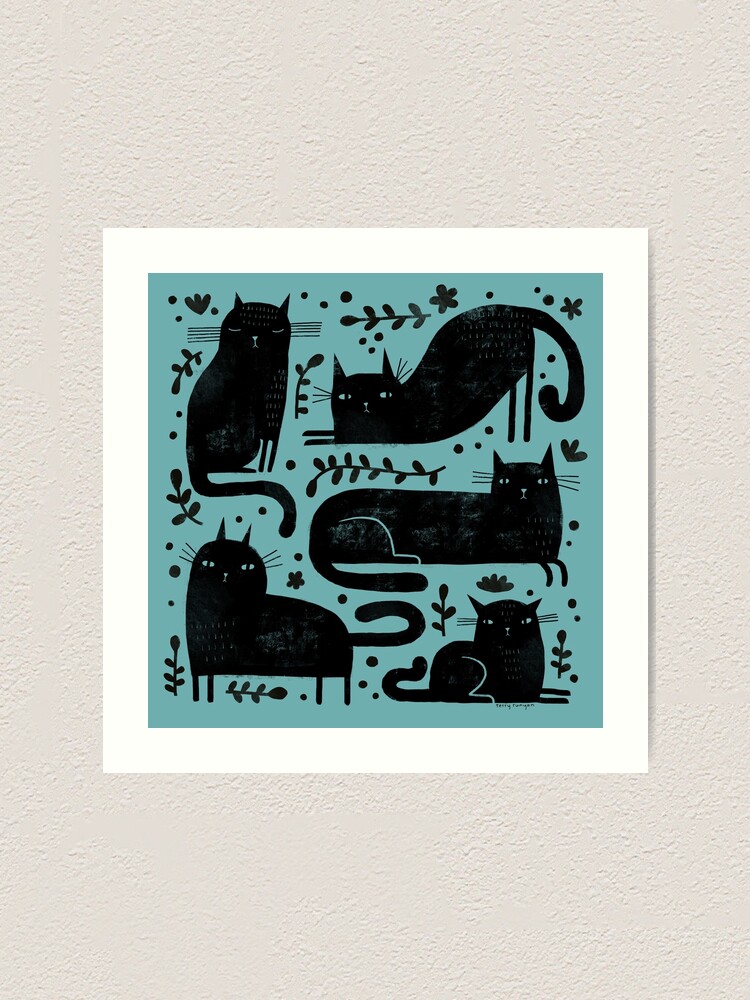 "BLACK CAT PATTERN" Art Print for Sale by terryrunyan | Redbubble