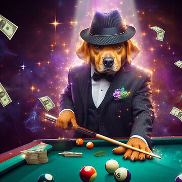 "Dog Playing Pool Magical Mythical Mystical Pool Shark" Sticker for ...