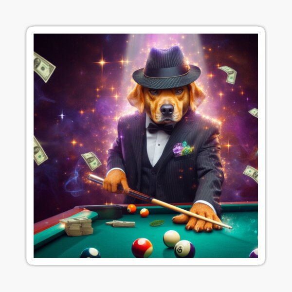 "Dog Playing Pool Magical Mythical Mystical Pool Shark" Sticker for ...
