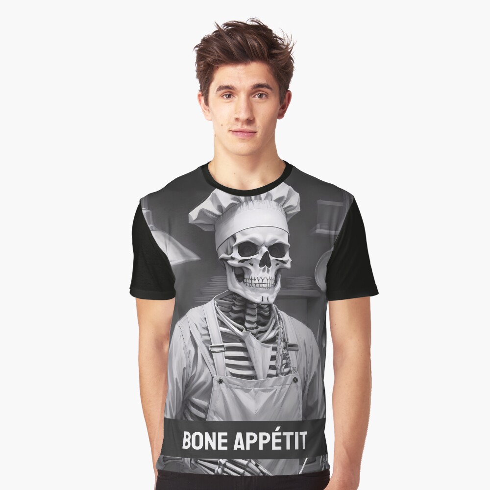 "Bone Appétit! Skeleton chef rules the kitchen." Sticker for Sale by ...