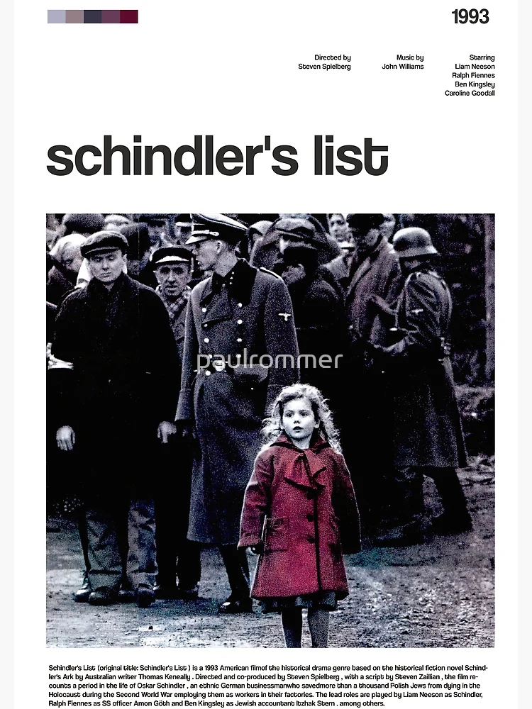 Schindlers Liste Poster ArtStation Schindler's List Artwork