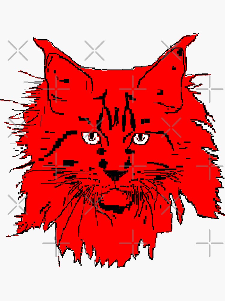 "red cat head face Maine Coon pet kitten" Sticker for Sale by 4rpixs ...
