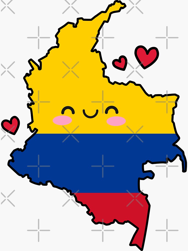 "Colombia Flag Map Smile with Love" Sticker for Sale by pixelsparkzone | Redbubble