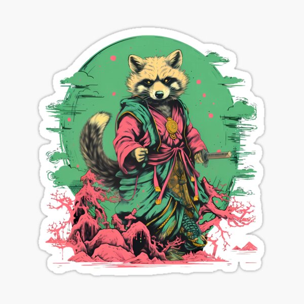 "Raccoon Dog Tanuki Samurai" Sticker for Sale by laika-et-al | Redbubble