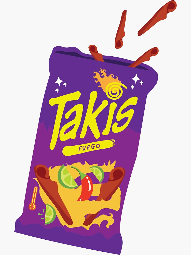 "Takis Sticker | Spicy Hot | Cute Illustration | Fuego Flavor" Sticker ...