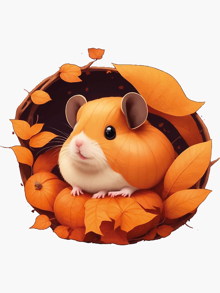 "Autumn Vibes, Fall Hamster" Sticker for Sale by ArtAi91 | Redbubble