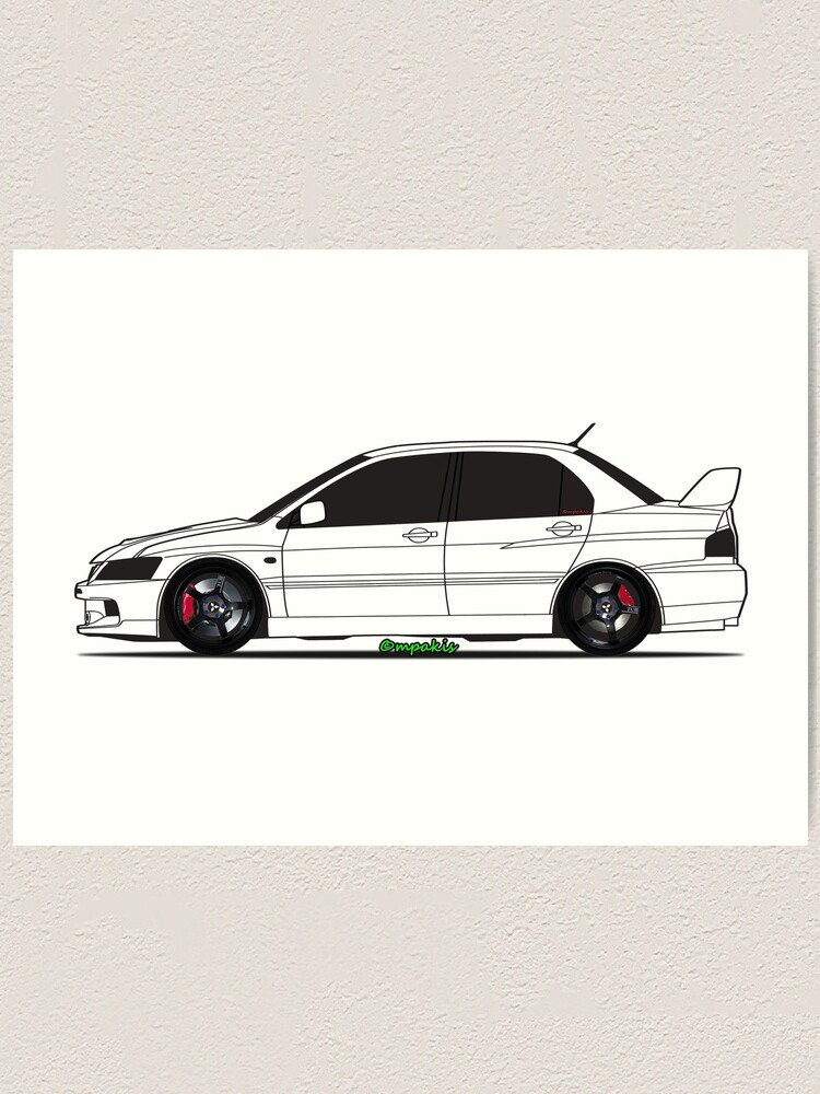 "Mitsubishi Lancer Evo IX(side)" Art Print for Sale by mpakis | Redbubble