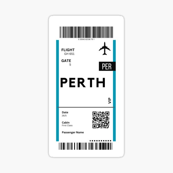 "Perth - Canada Airplane Boarding Pass" Sticker for Sale by RoamInk ...