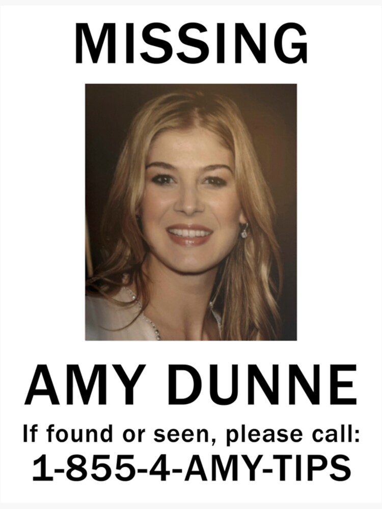 "Amy Dunne Missing Poster " Sticker for Sale by LarryDMahaffey | Redbubble