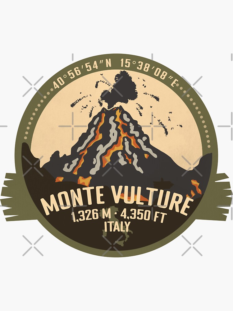 "Monte Vulture, Italy, Volcano Eruption Retro Badge" Sticker for Sale ...