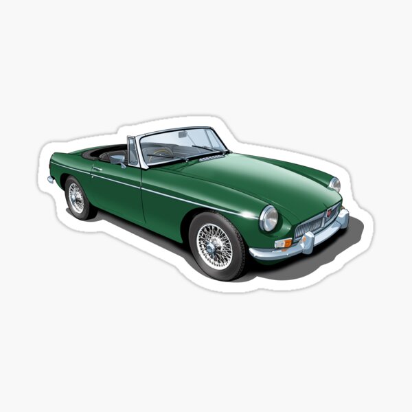 "MGB Roadster in british racing green" Sticker for Sale by candc-retro ...