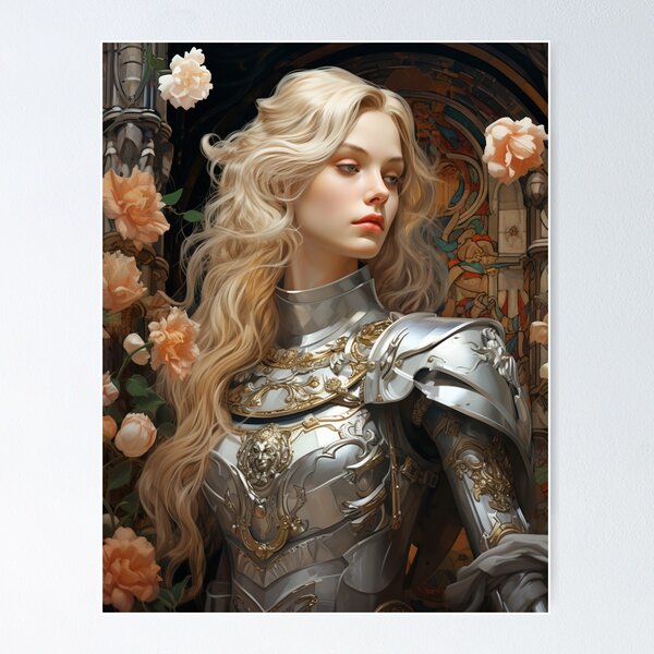 "A Female Knight wearing Silver Armour" Poster for Sale by ...