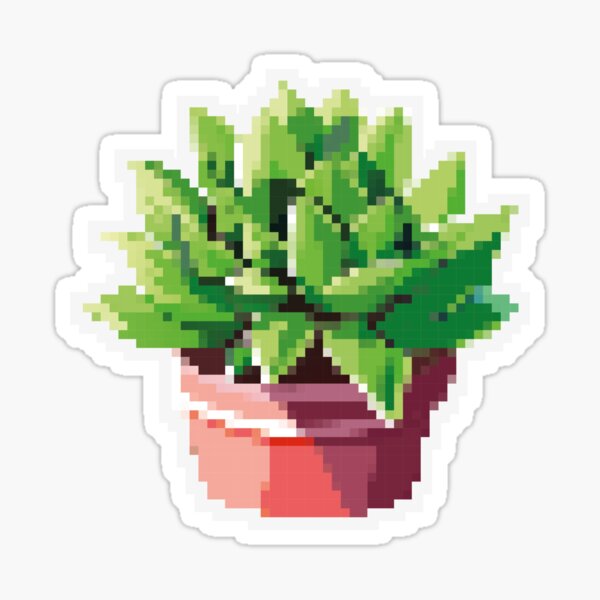 "Pixel Plant 01 : Succulent" Sticker for Sale by Pixobit | Redbubble