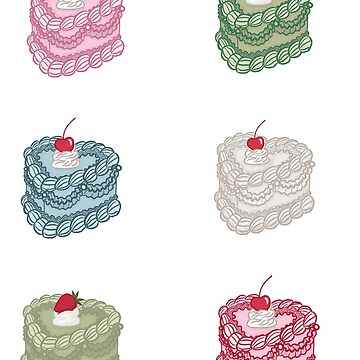 "Vintage Heart Cakes Sticker Pack" Sticker for Sale by mcknewt21 ...