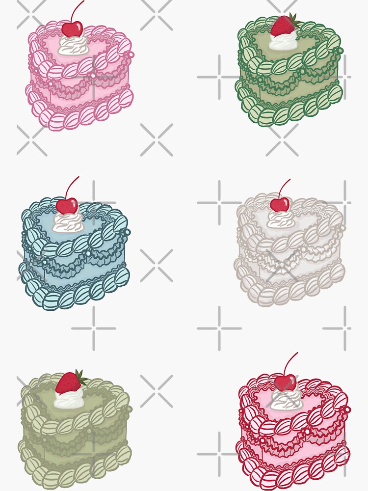"Vintage Heart Cakes Sticker Pack" Sticker for Sale by mcknewt21 ...