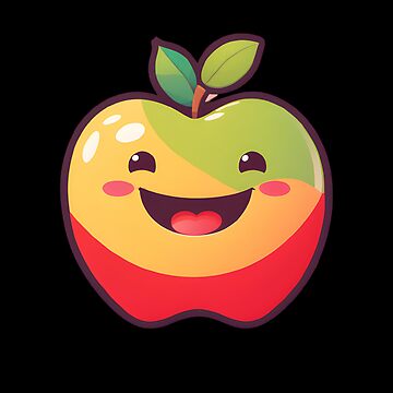 "Cute kawaii Happy apple" Sticker for Sale by mrlazypl | Redbubble