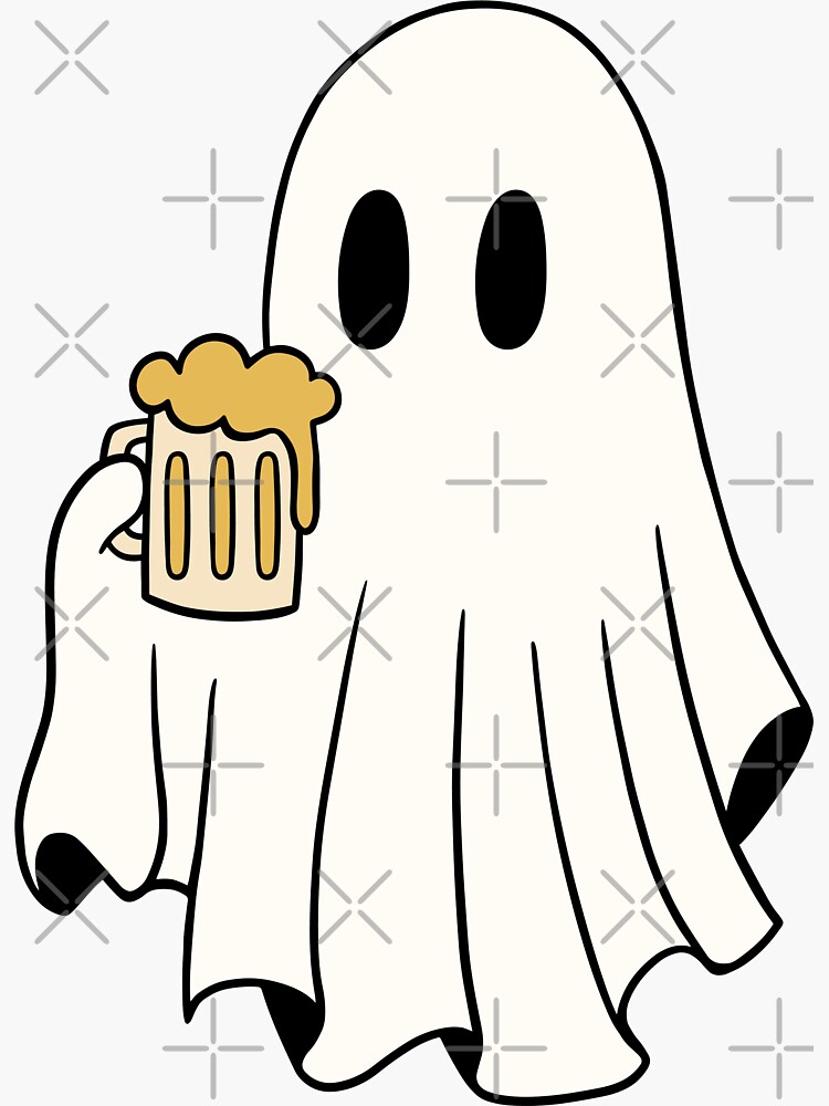 "Sheet ghost drinking beer" Sticker for Sale by GuGus1337 | Redbubble