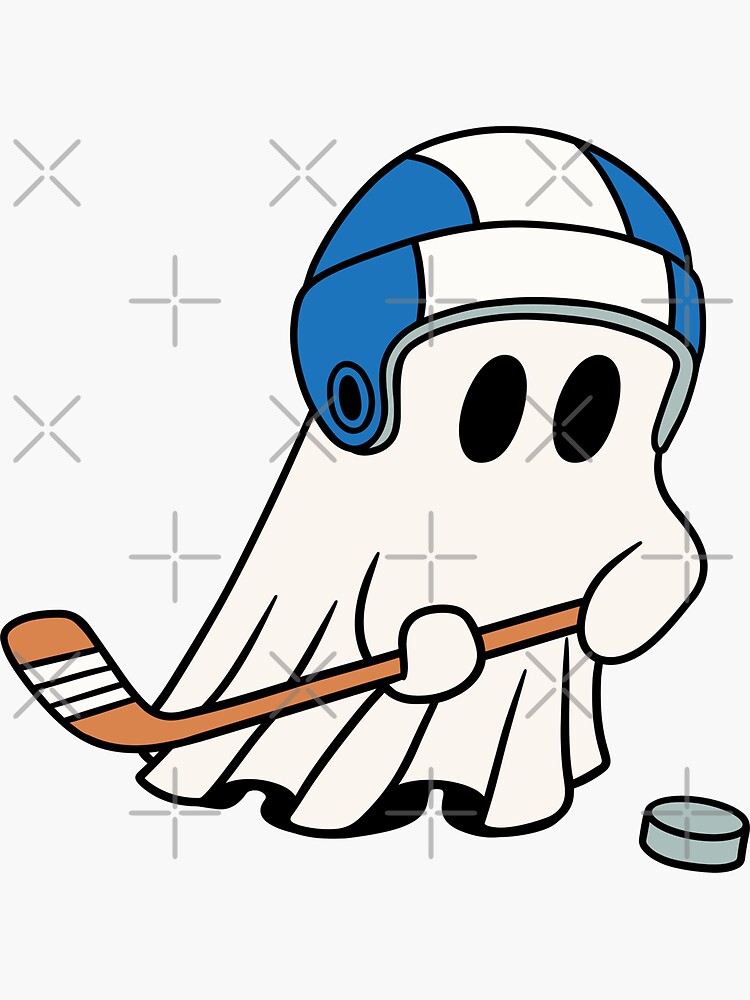 "Cute halloween ghost playing hockey" Sticker for Sale by GuGus1337 | Redbubble