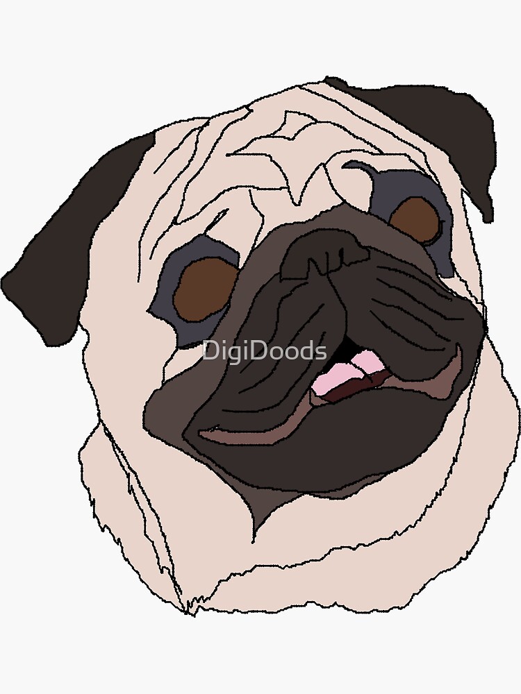 "Simple cute pug is simple" Sticker for Sale by DigiDoods | Redbubble