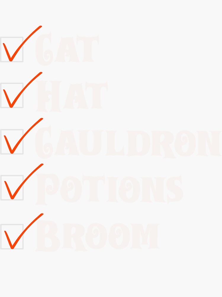 "Witch Checklist" Sticker for Sale by BlueVanCreative | Redbubble