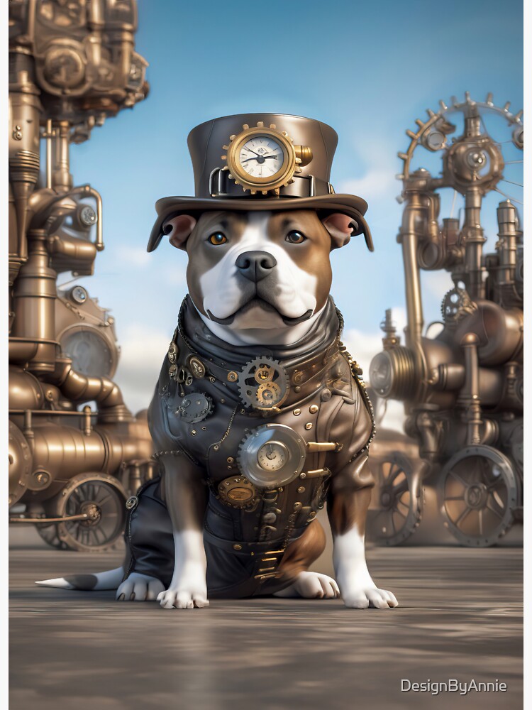 "Steampunk Staffy #2 (AI)" Sticker for Sale by DesignByAnnie | Redbubble
