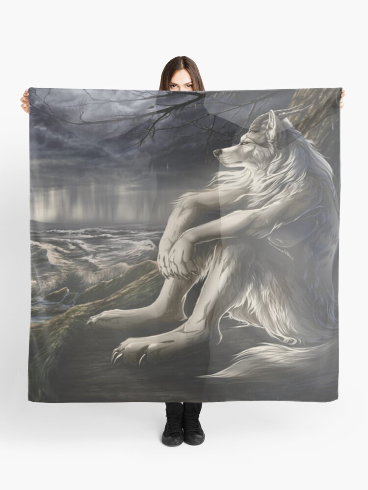 "emo white wolf sitting sad meme" Scarf for Sale by crabwon | Redbubble