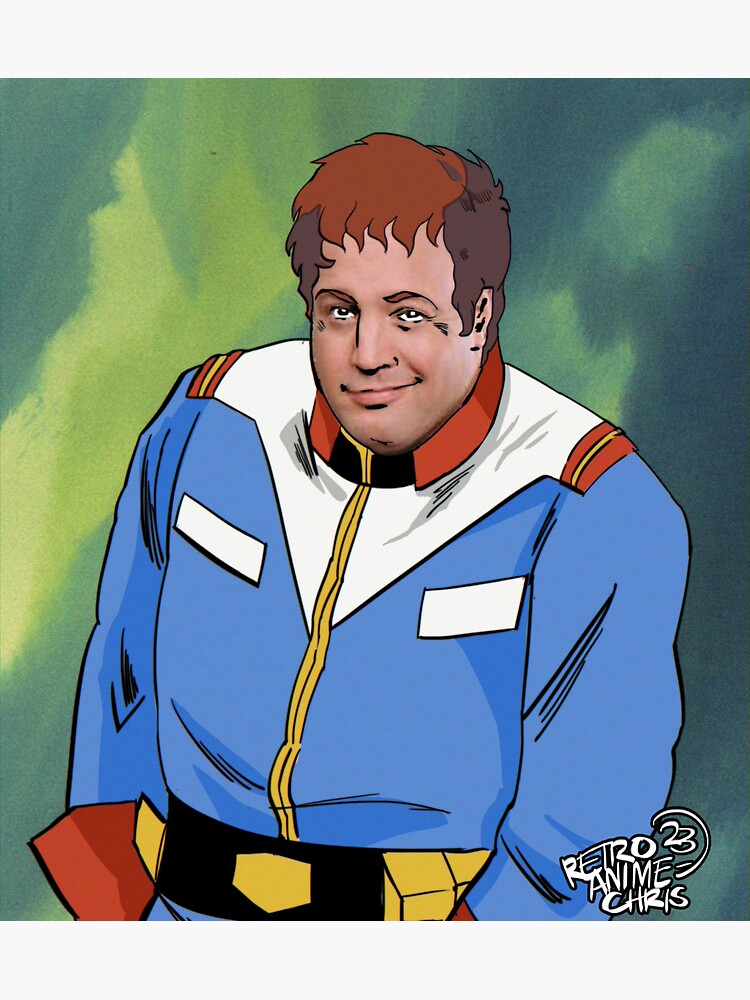 "Amuro Ray King of Queens Meme Mobile Suit Gundam Parody Art" Sticker ...
