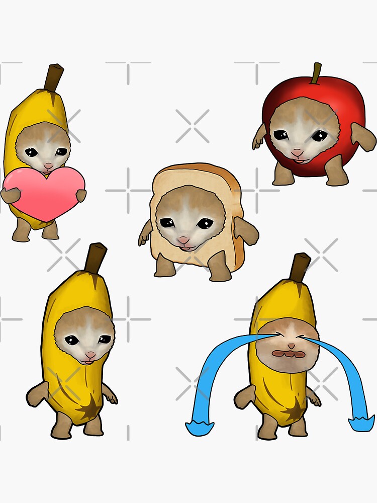 "Banana cat meme variety set" Sticker for Sale by sivelobanova | Redbubble