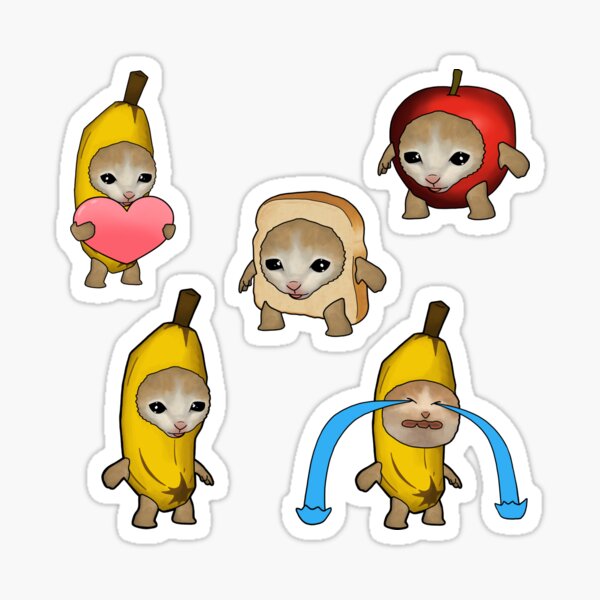 "Banana cat meme variety set" Sticker for Sale by sivelobanova | Redbubble