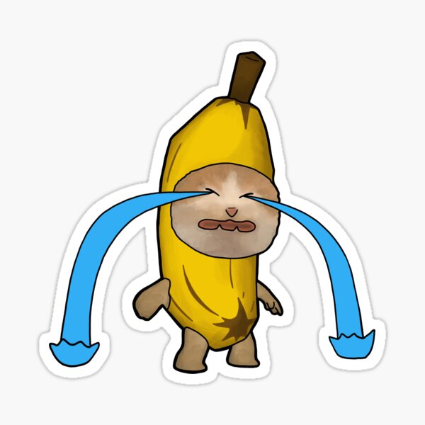 "Arty crying banana cat meme" Sticker for Sale by sivelobanova | Redbubble