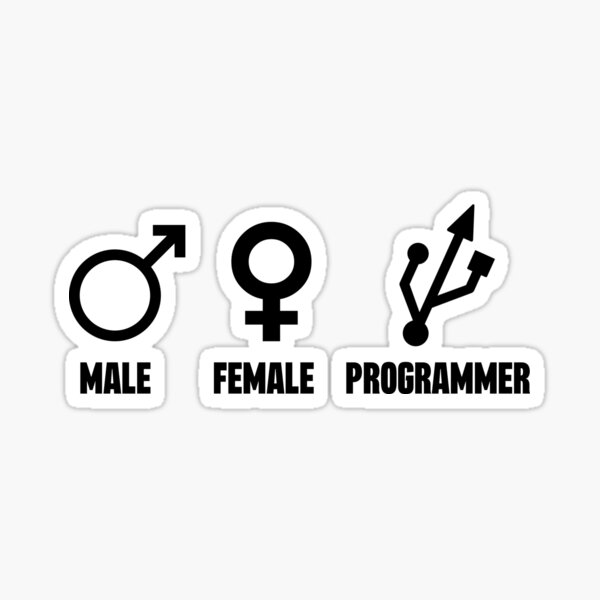 "Male Female Programmer | Programmer Joke | Meme" Sticker for Sale by Artlix Shop | Redbubble