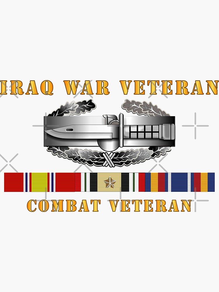 "Army - Iraq War Veteran - Combat Action Badge w CAB IRAQ SVC" Sticker ...