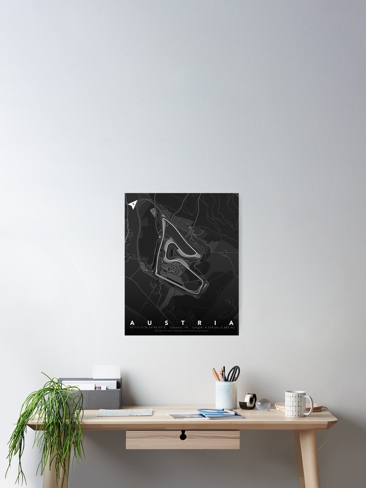 "Red Bull Ring, Austrian GP | Formula 1 Track Map" Poster for Sale by ...