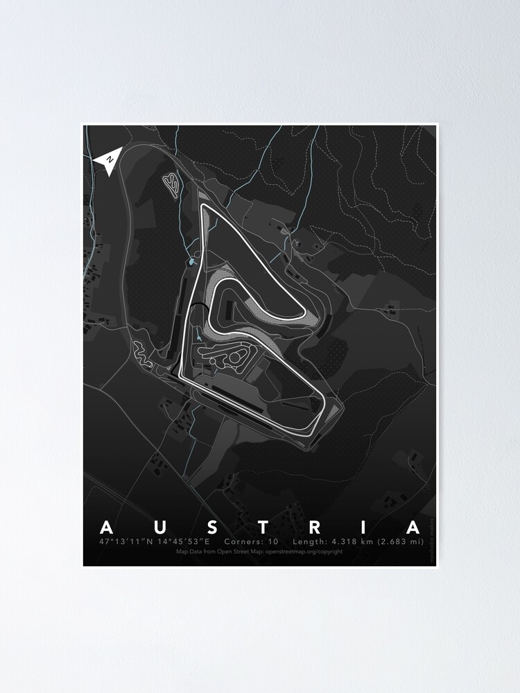 "Red Bull Ring, Austrian GP | Formula 1 Track Map" Poster for Sale by ...
