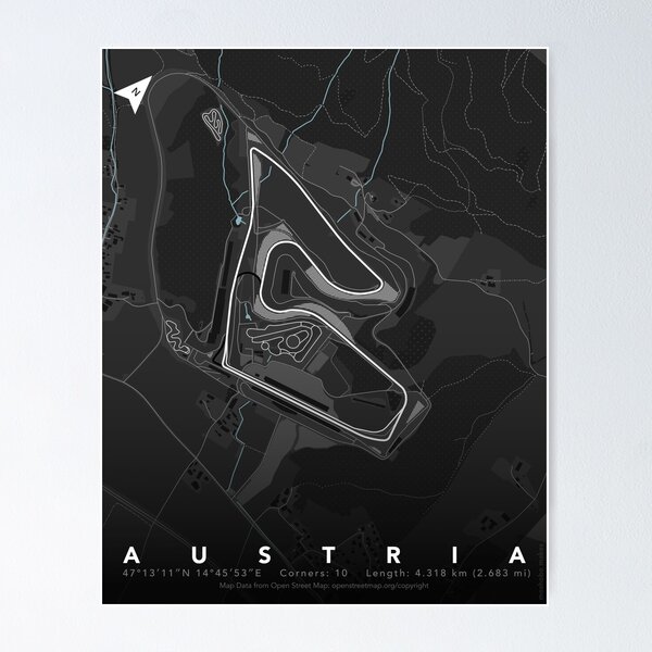 "Red Bull Ring, Austrian GP | Formula 1 Track Map" Poster for Sale by ...