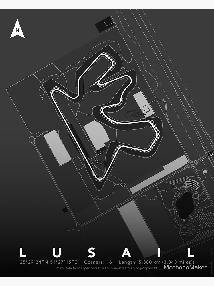 "Lusail Circuit, Qatar Grand Prix | Formula 1 Track Maps" Sticker for ...